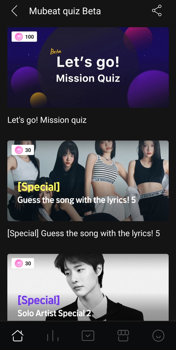Pixel World on Twitter: "⭕️ Do a Mubeat Quiz These can be completed once/day. If you fail you ...