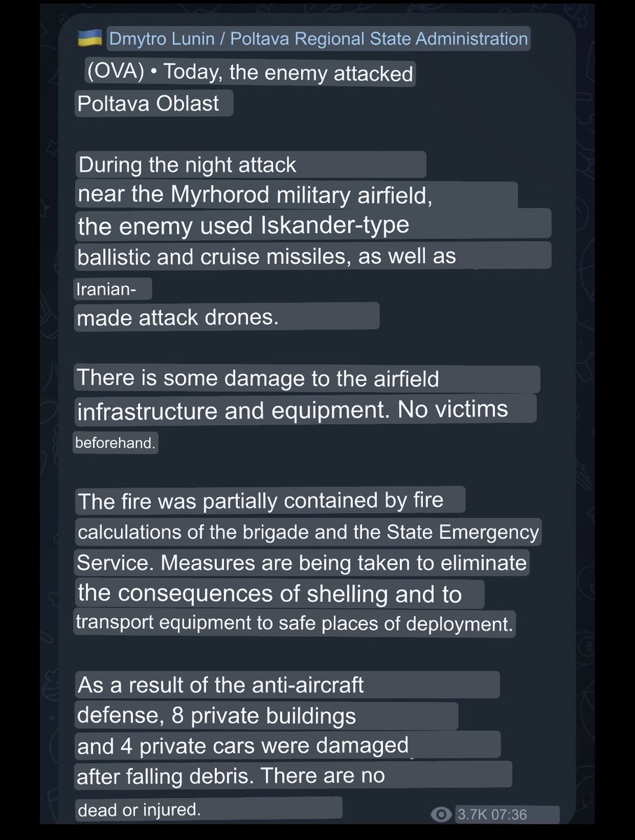Lord Bebo on Twitter: "The Russian army attacked the airfield in the Poltava region. The strike ...