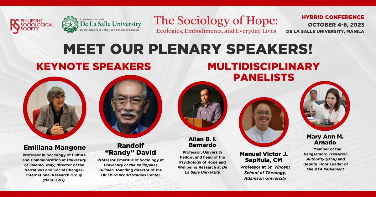 Philippine Sociology on Twitter: "📣 We are excited to introduce our plenary speakers for the ...