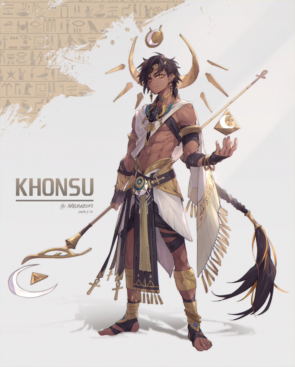 渚の月·NAGISAZUKI on Twitter: "画着玩。 月神Khonsu的化身，月神Khonsu的化身 漫游者，拥抱者，保护者，光与夜晚之神。 拥有增强男性生育能力的权能（？） 怎么 ...