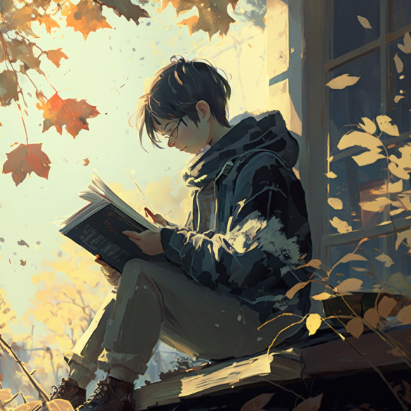 Anime Boy Reading A Book