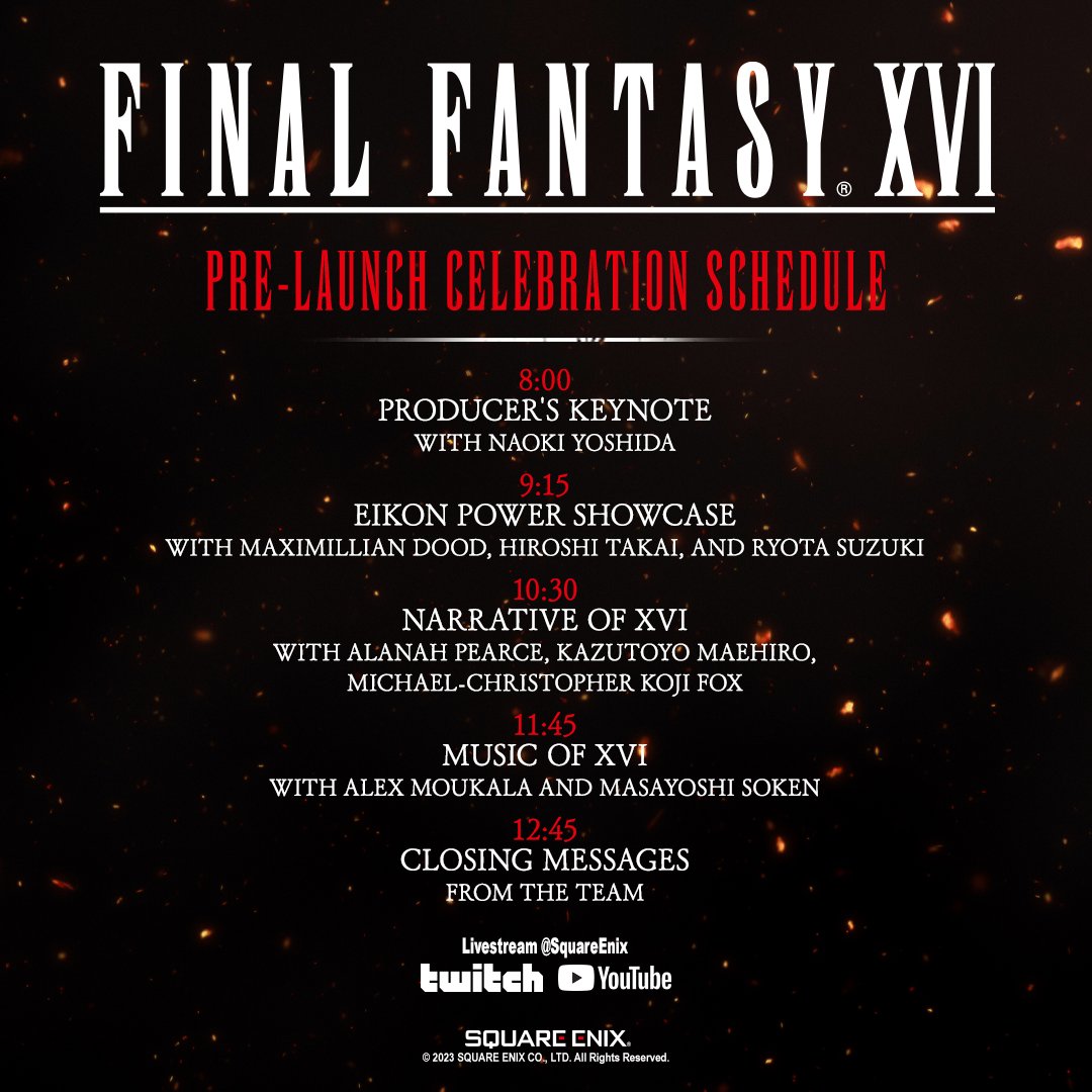 FINAL FANTASY XVI on Twitter: "#FF16 のプレローンチイベントが明日ロサンゼルスで開催されます。 プロデューサーによるキーノートをはじめ、バトルやストーリー ...