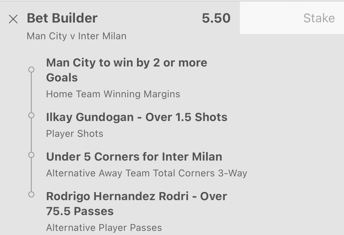 Eagle Betting on Twitter: "⚽️ CHAMPIONS LEAGUE FINAL ⚽️ BET BUILDER @ 5.5 1 UNIT KDB FIRST GOAL ...