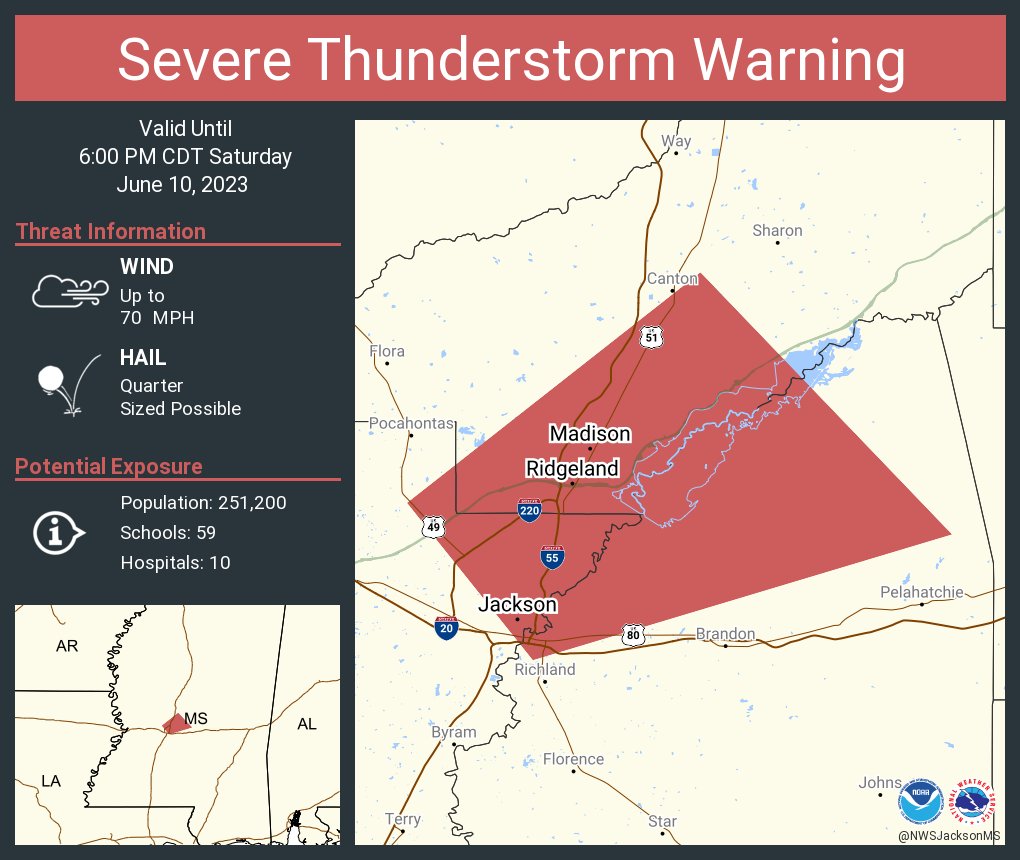 NWS Jackson MS on Twitter: "Severe Thunderstorm Warning including Jackson MS, Pearl MS and ...