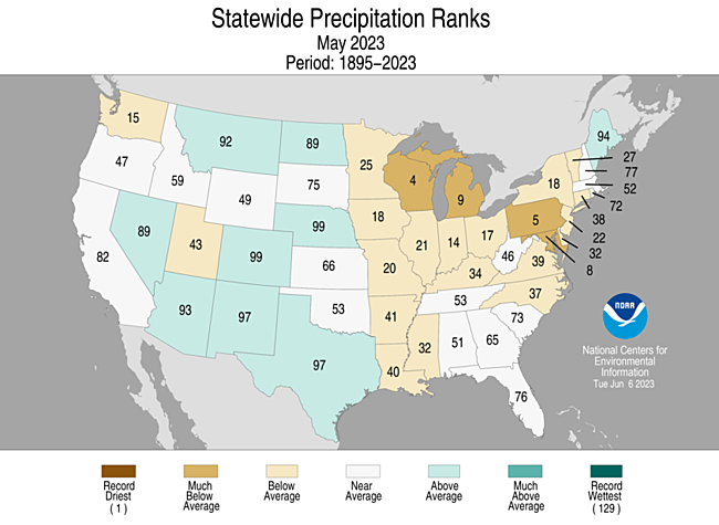 Eric Snodgrass on Twitter: "May 2023 statewide precipitation and ...