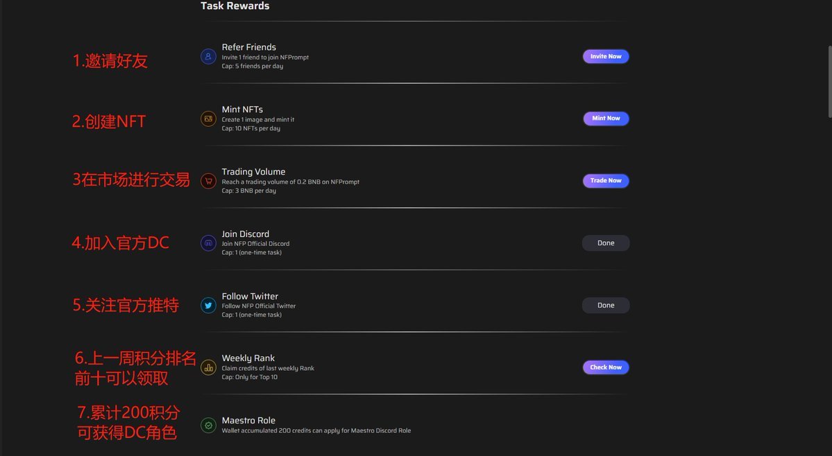 加密小师妹|Monica on Twitter: "7/8🧵 2.获取积分任务 签到，关注社媒，还有创作NFT都可以加分。这里的交互只有0.3u的gas费。 记得一定要加入官方DC，才能兑换 ...