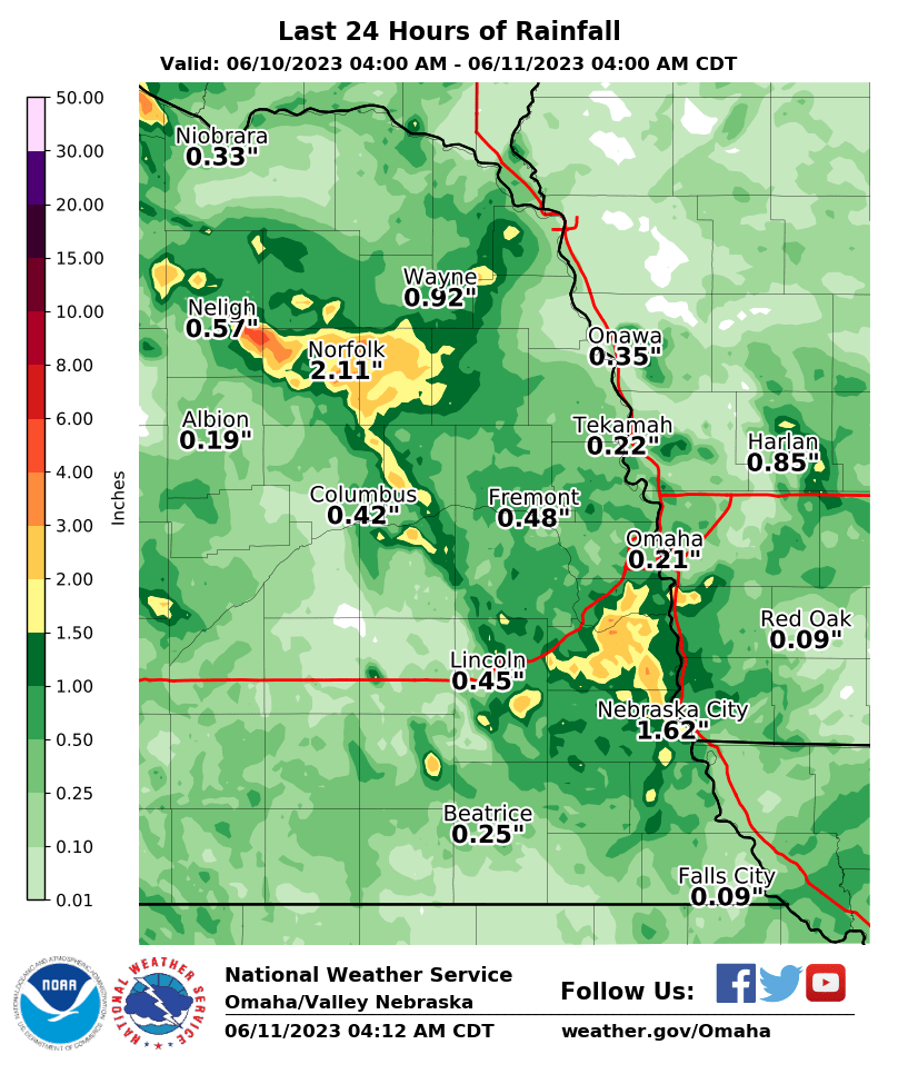 Nws Omaha On Twitter Heres A Rough Idea Of How Much Rain Fell Across