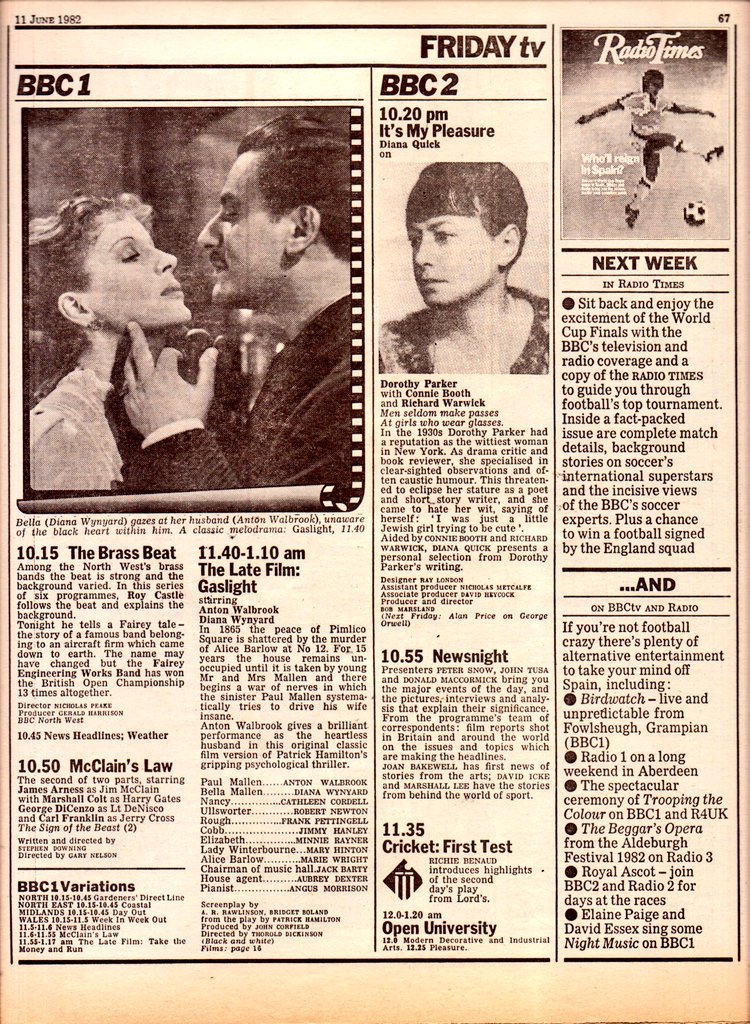 Graeme Wood on Twitter: "TV📺11/6/82 BBC2 1.35:Cricket and Tennis 6.40:News Summary 6.45:The ...