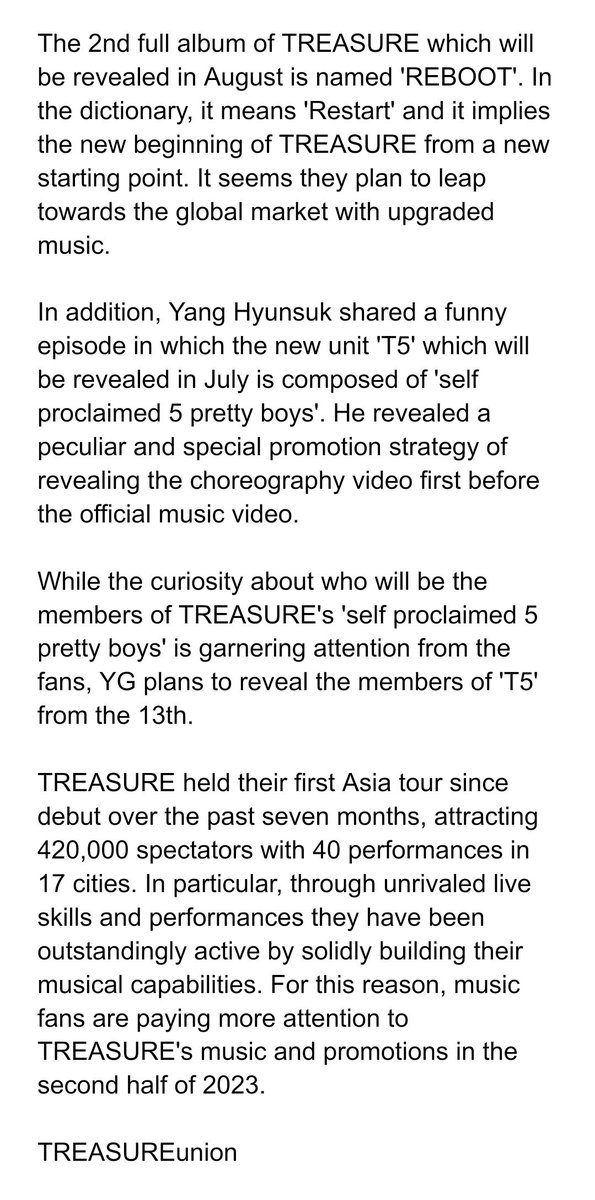 TREASURE MAKER UNION 💎 on Twitter: "#TREASURE NAVER UPDATE YG's Yang Hyunsuk "TREASURE is making ...