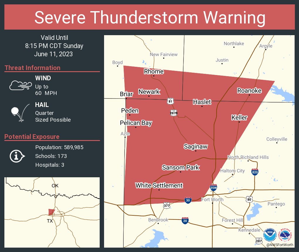 Nws Fort Worth On Twitter Severe Thunderstorm Warning Including