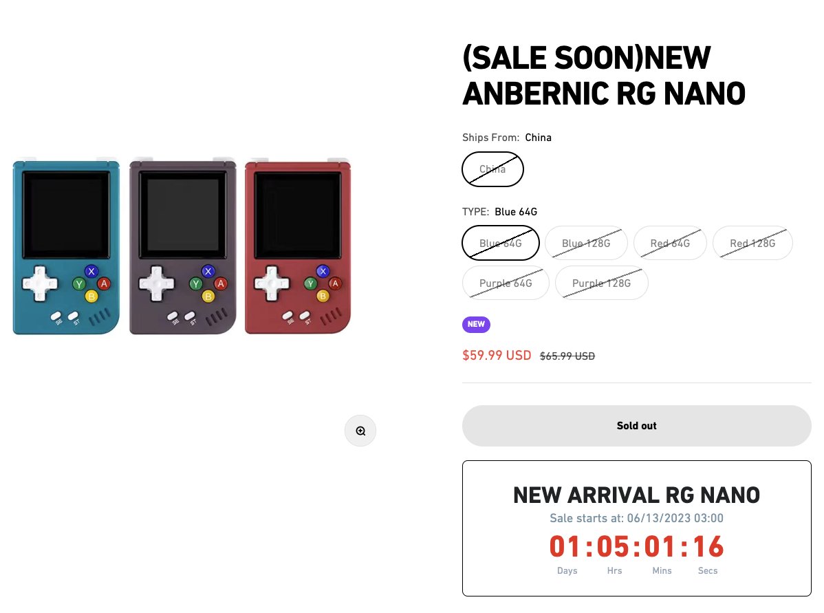 Retro Game Corps on Twitter: "The Anbernic RG Nano will go on sale Wednesday at 3am PST / 6am ET ...