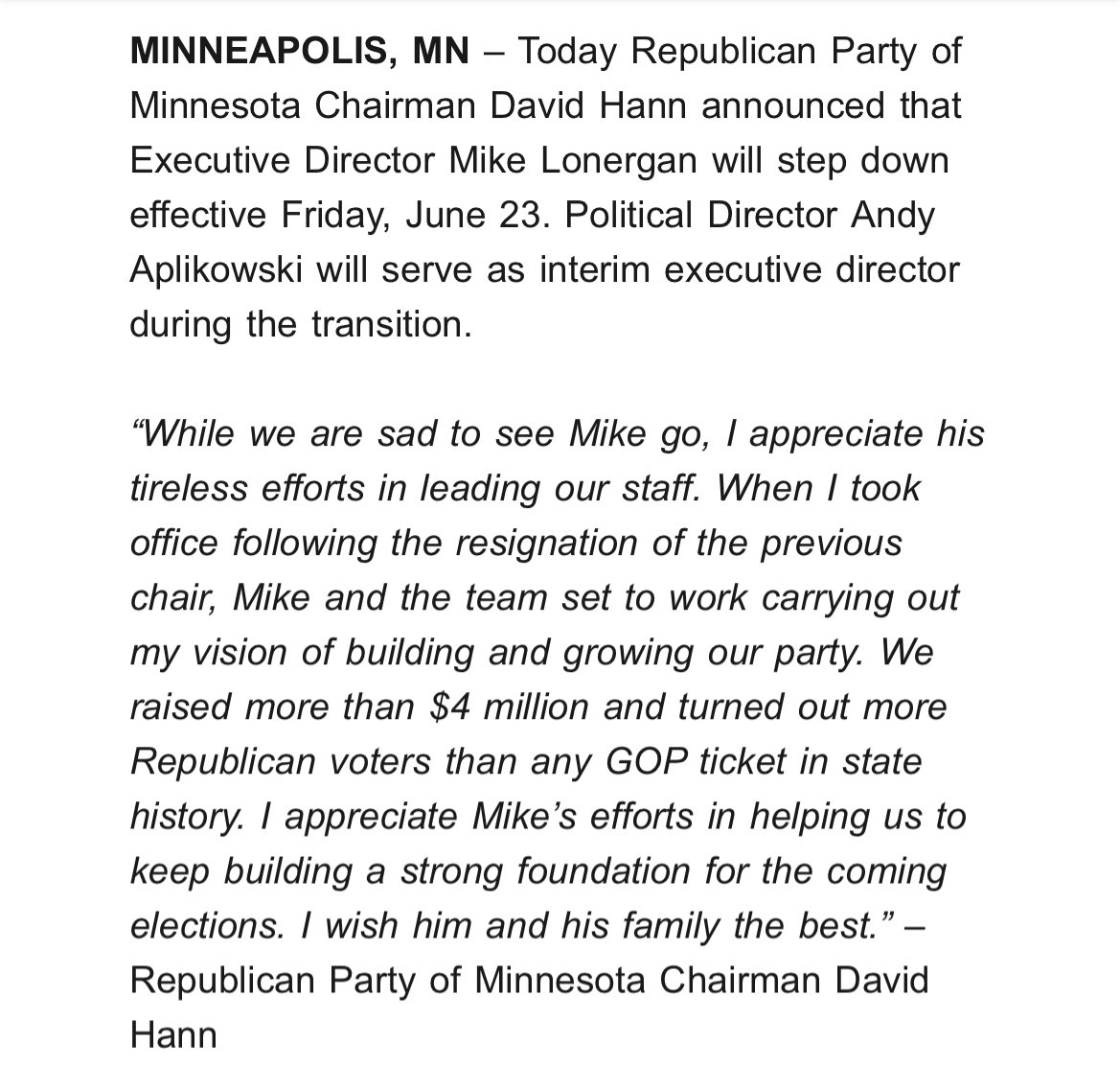 Kyle Stokes On Twitter Inbox Mngop Chair David Hann Announces The State Partys Executive