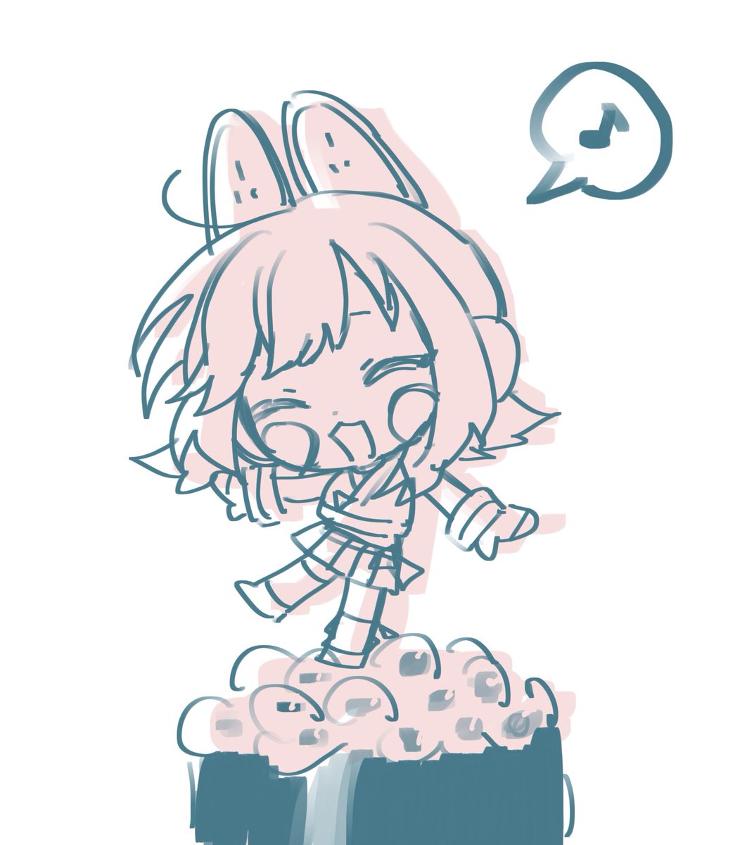 1girl musical note animal ears solo spoken musical note closed eyes ...