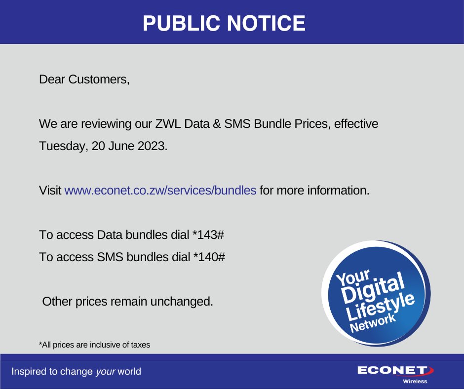Econet Wireless On Twitter Dear Customers We Are Reviewing Our Zwl