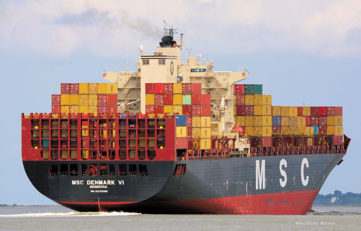 Geoffrey Watson on Twitter: "MSC Denmark VI outbound from Tilbury this afternoon. Built Korea ...
