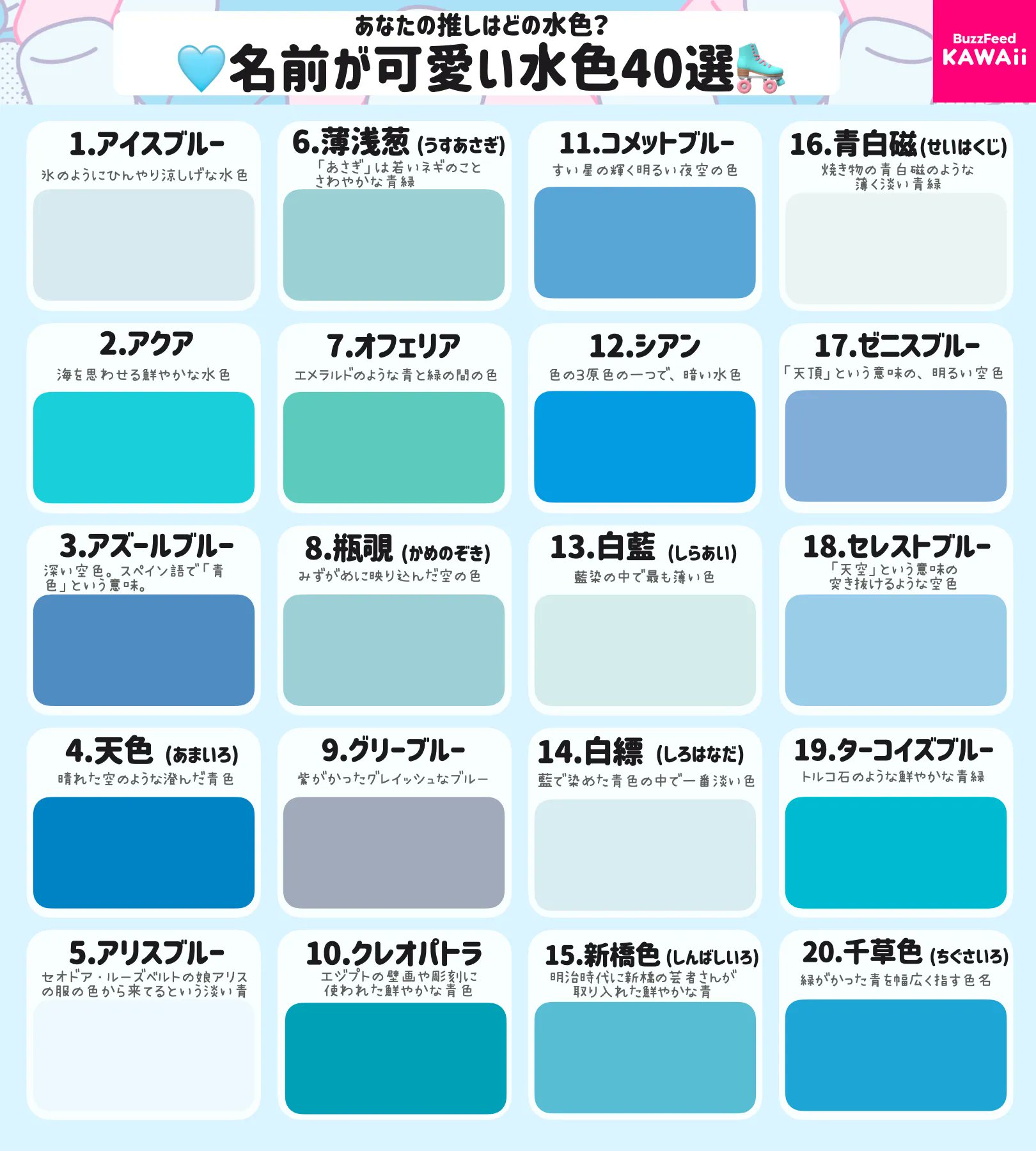 色自体はもちろん、名前もすごく綺麗なものばかり!いろいろな「水色」のまとめ! | 話題の画像プラス