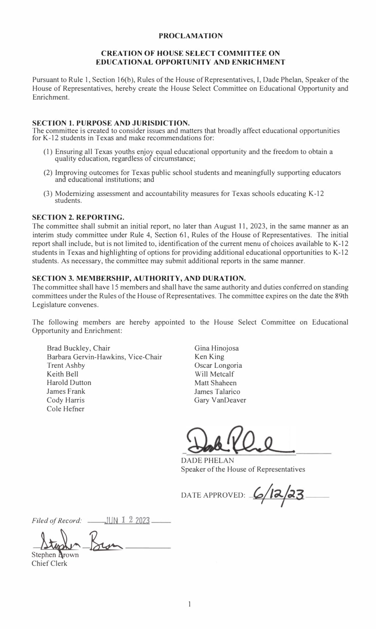 Select Or Special Committee