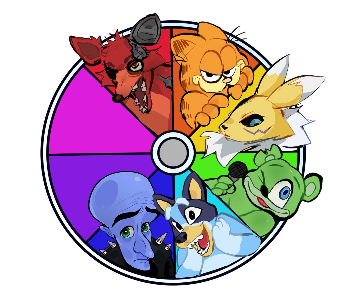 bald spikes multiple boys microphone teeth green eyes furry ...