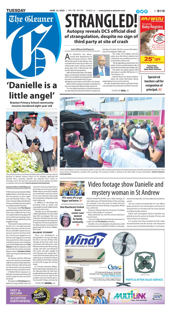 Jamaica Gleaner On Twitter Tuesdays Front Page Of The Gleaner Pick