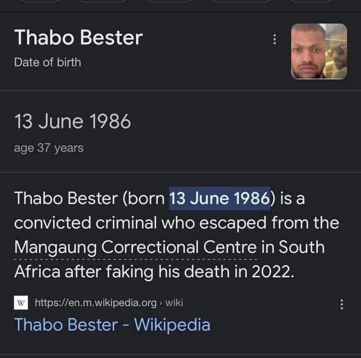 🐘 Gatsheni on Twitter: "Happy birthday Thabo Bester 😂😂"