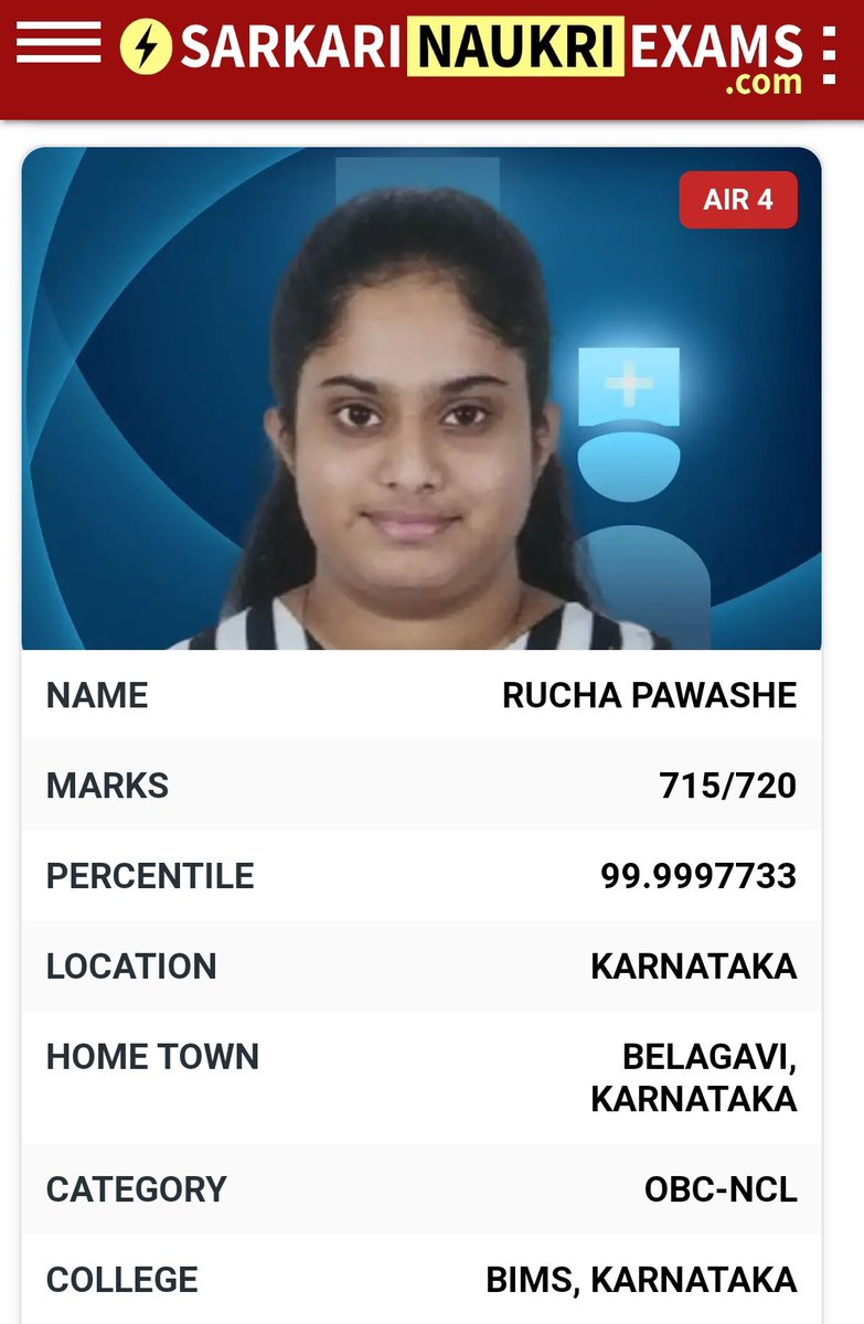 Sarkari Naukri Exams on Twitter: "NEET UG Topper List (Previous Year) NEET UG Topper 2023, NEET ...