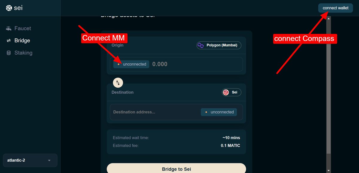 DigiTek Trades 🛸⚙️🐐 on Twitter: "Step 3: Time for Bridge 👉click http://app.sei.io/bridge 👉 ...