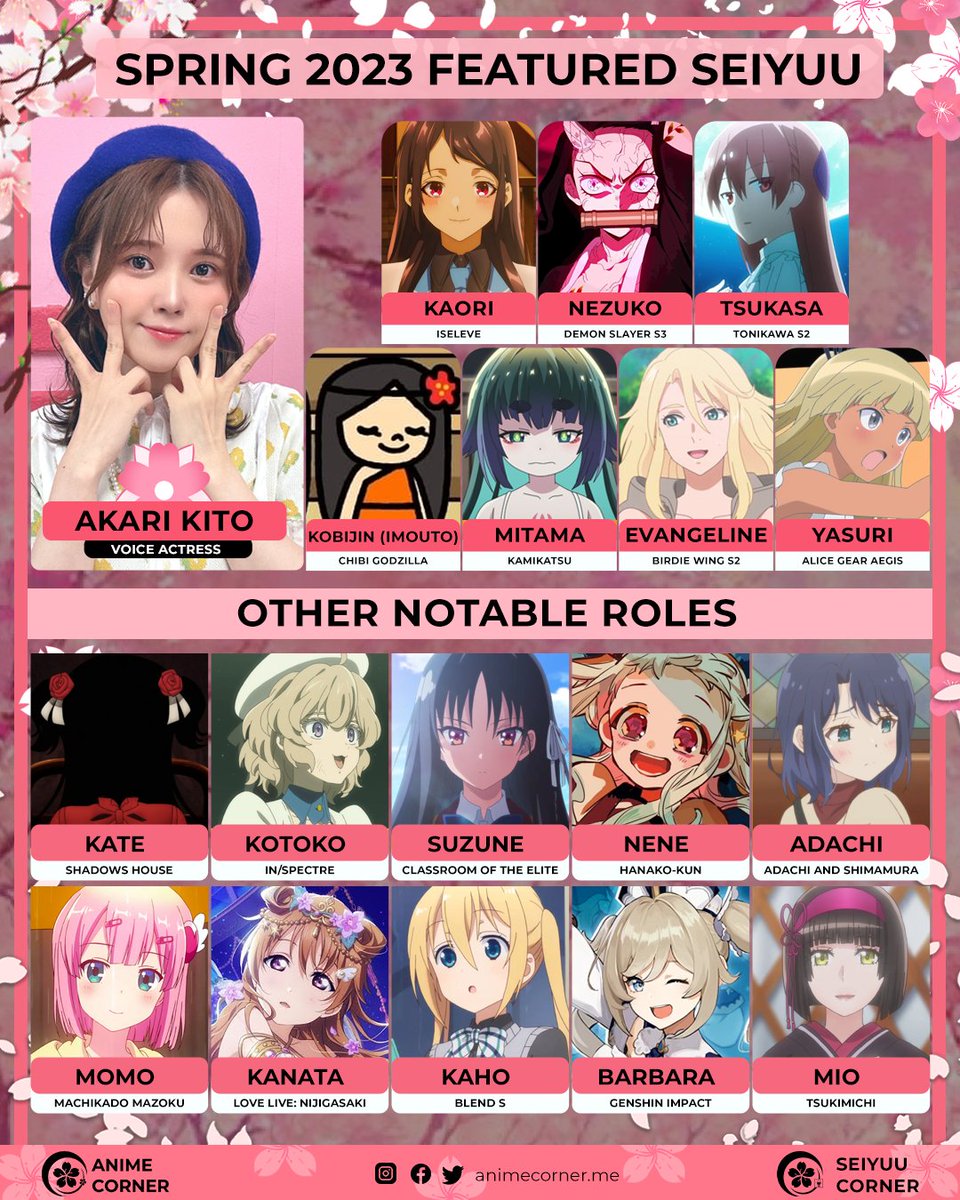 Seiyuu Corner on Twitter: "🌺 Daily Spring 2023 Featured Seiyuu: Akari Kito"