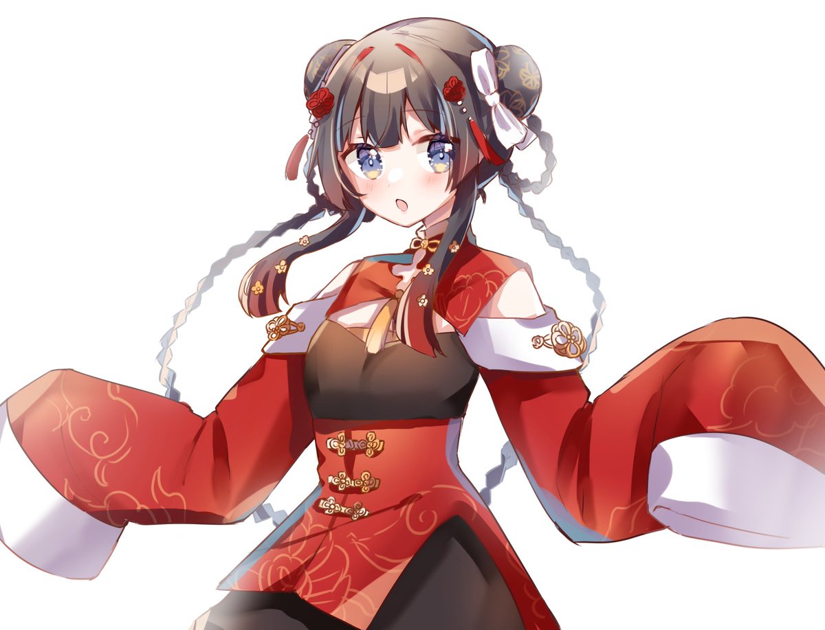 1girl Double Bun Solo Braid Hair Bun Twin Braids Chinese Clothes