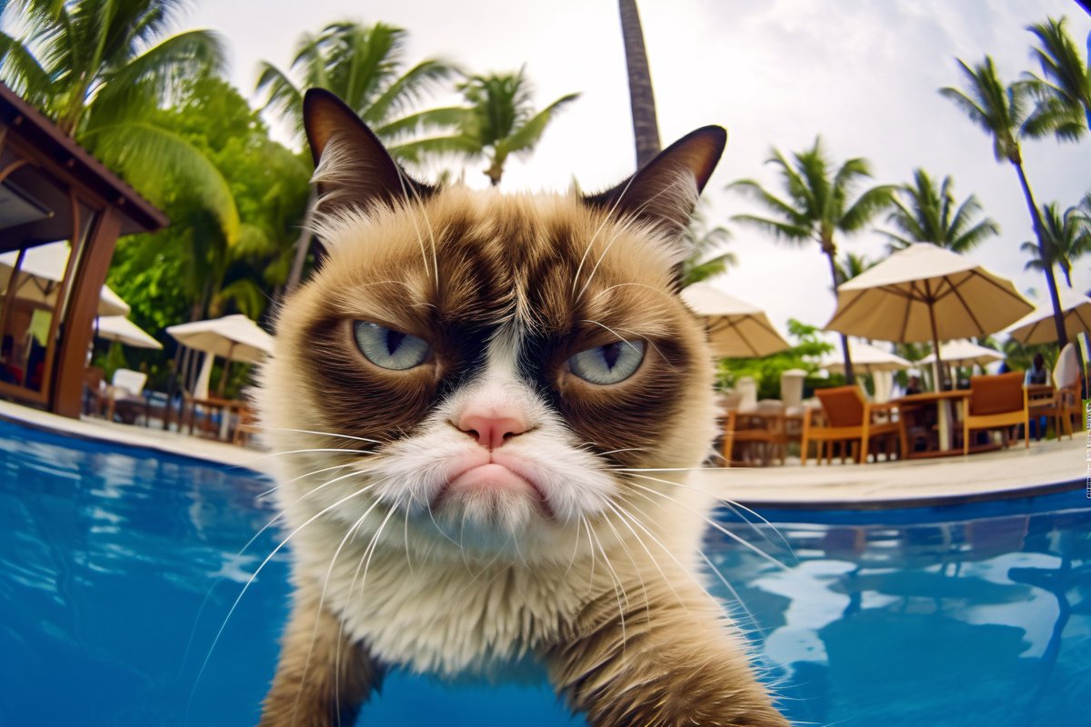 Grumpy Cat Swimming