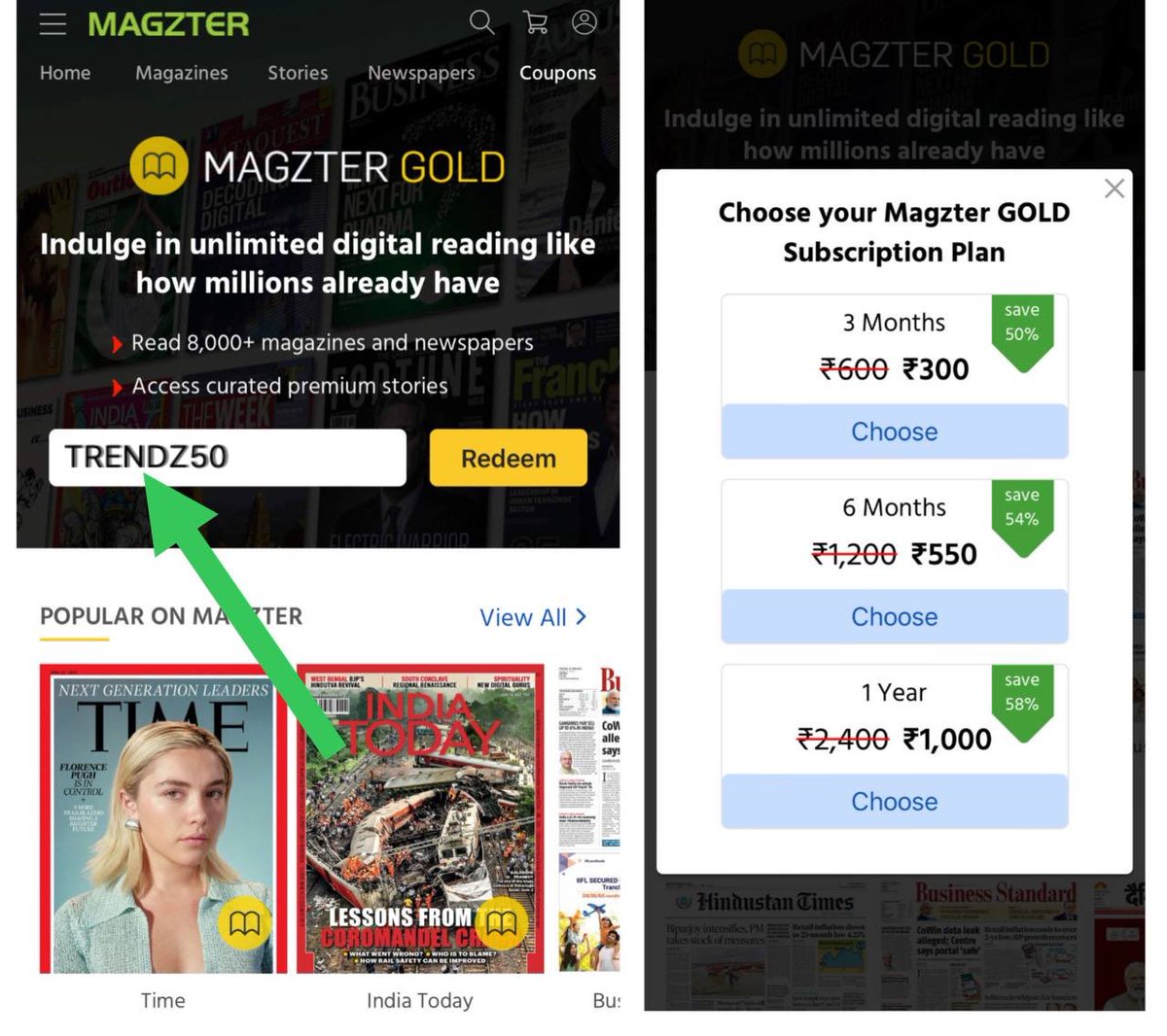 DealzTrendz on Twitter: "Flat 50% Off On Magzter Gold Membership Subscription Choose 3 months ...