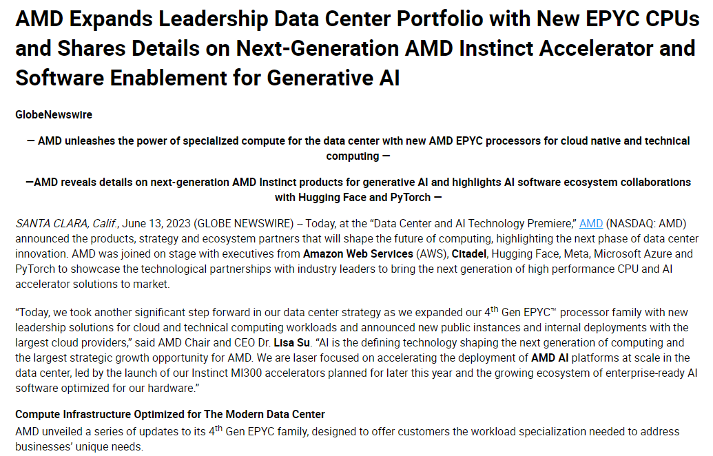 AlphaSense on Twitter: "$AMD Expands Leadership Data Center Portfolio with New EPYC CPUs and ...