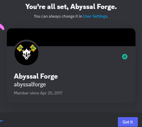 Abyssal Forge on Twitter: "Ayyy that's one less thing to worry about. Got my name!"