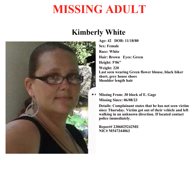 Have you seen Kimberly White? Report #2306025242ME