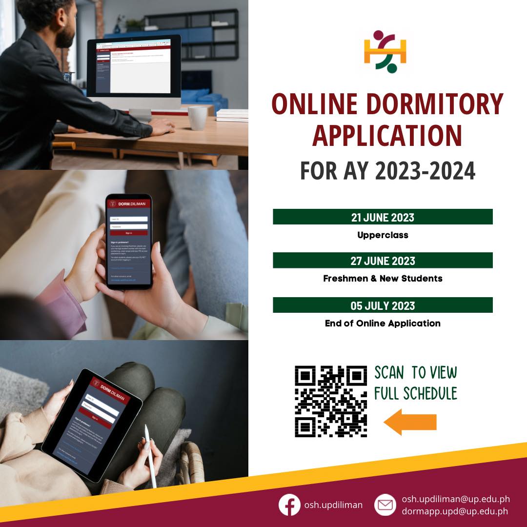 UP Diliman on Twitter: "The student dormitory application for Academic Year 2023-2024 will start ...