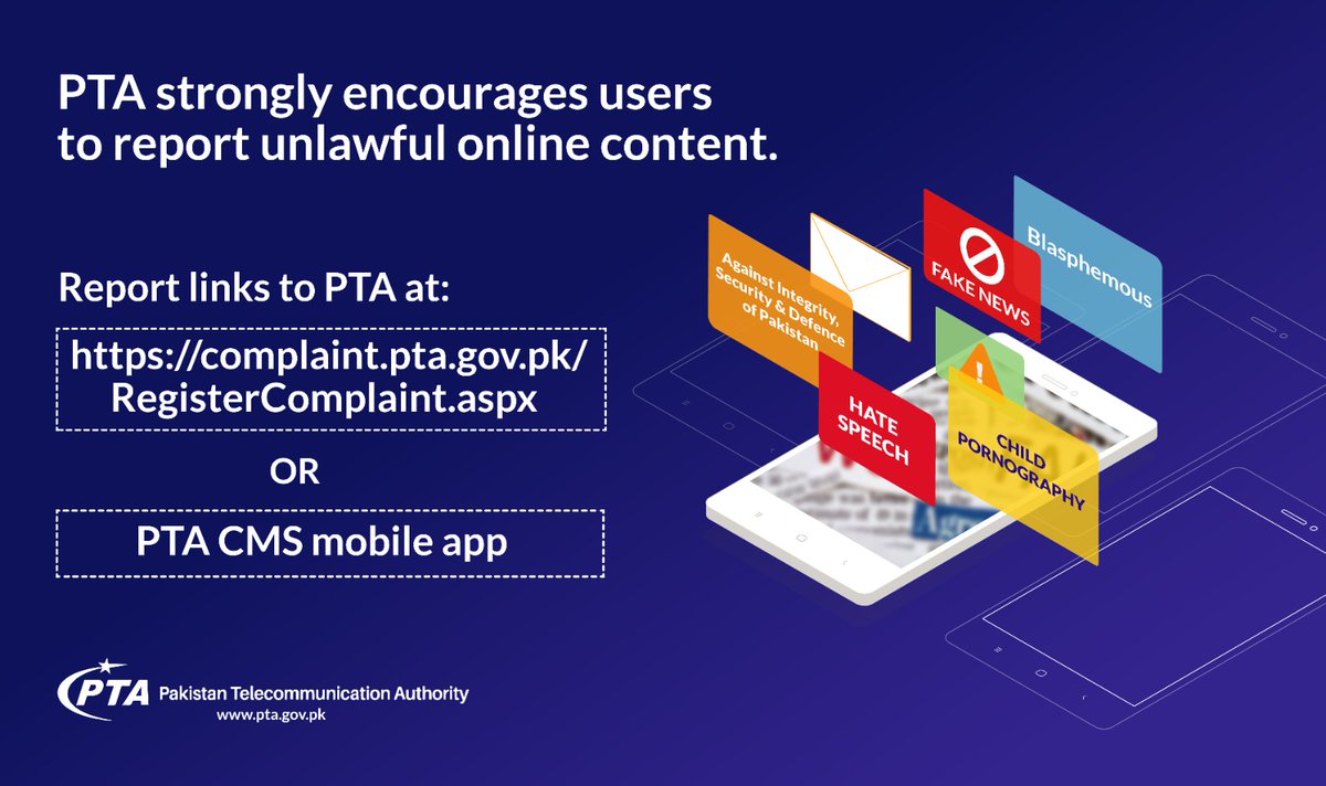PTA on Twitter: "🚨 PTA strongly encourages users to report unlawful online content, particularly ...