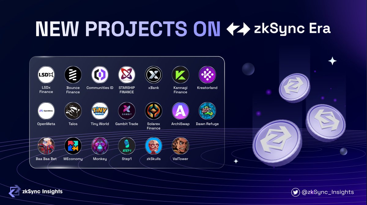 zkSync Insights🔛 ️ on Twitter: "🎉 New Projects on zkSync Era 💫 For anyone interested in learning ...