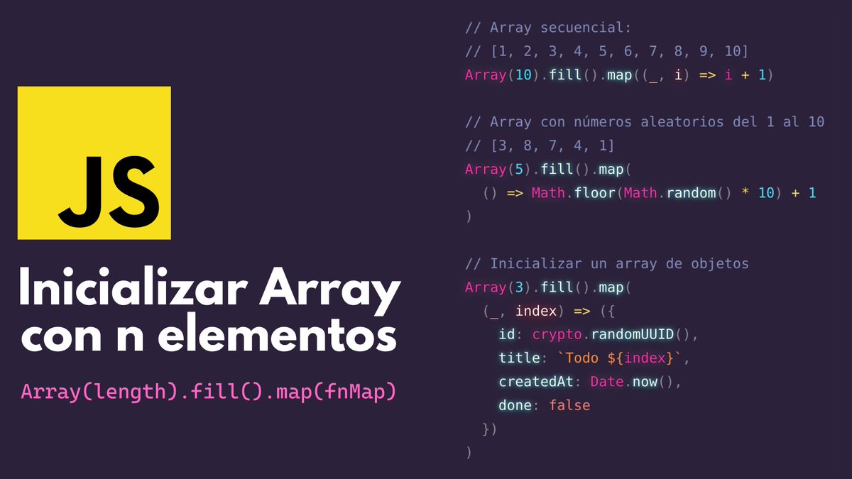 Miguel Ángel Durán on Twitter: "¿Sabes cómo inicializar un Array con n elementos en JavaScript ...