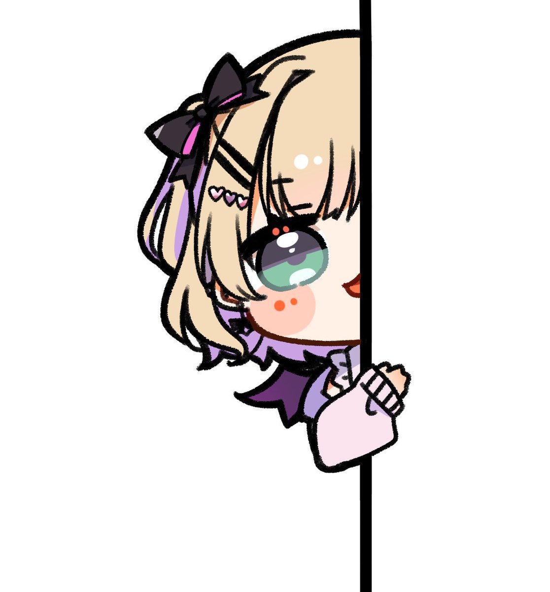 「こっちを見ているのあちゃん 963art」やさしいvのイラスト