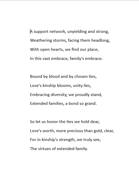 Family Unity Poem