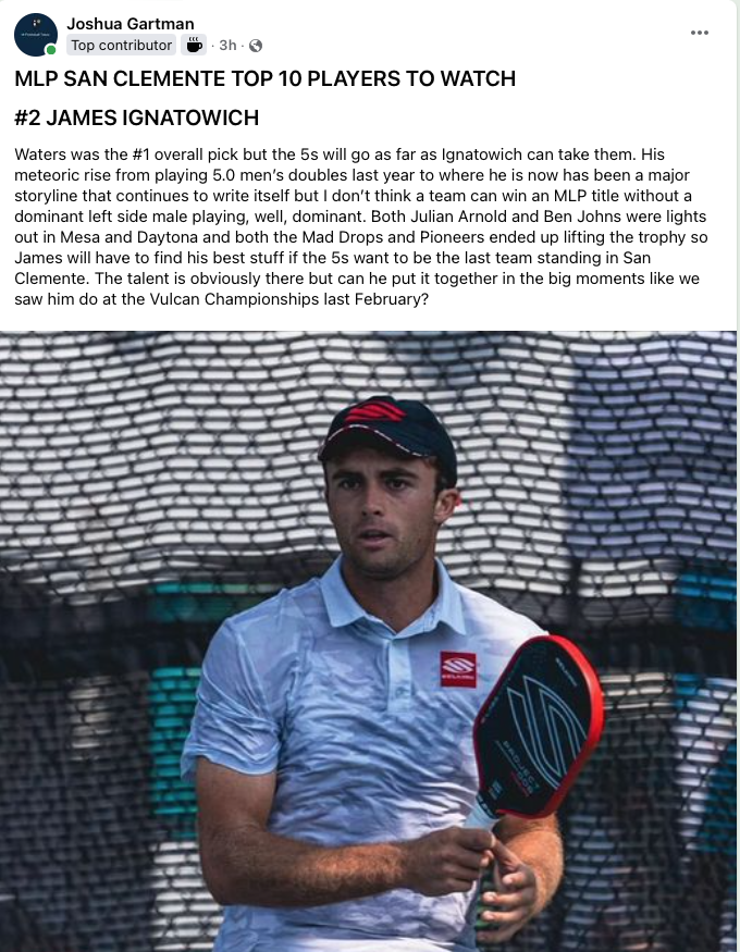 Josh Gartman on Twitter: "MLP San Clemente Top 10 Players to Watch #2: James Ignatowich 📷 ...