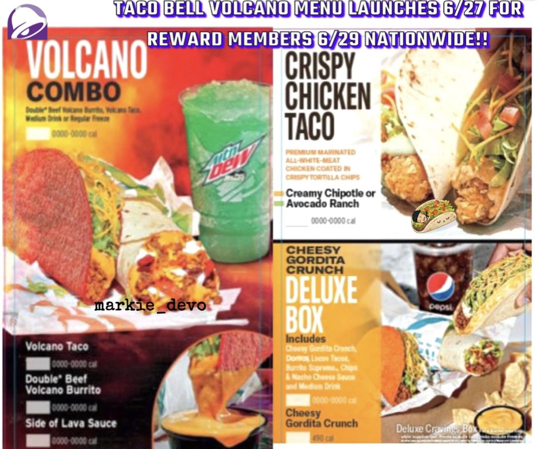 Markie Devo on Twitter: "Taco Bell is relaunching the Volcano menu along side Crispy Chicken ...