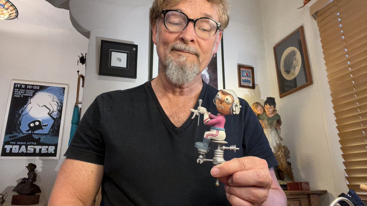 Cranium Command director Jerry Rees in 2022 with a very early model of ...
