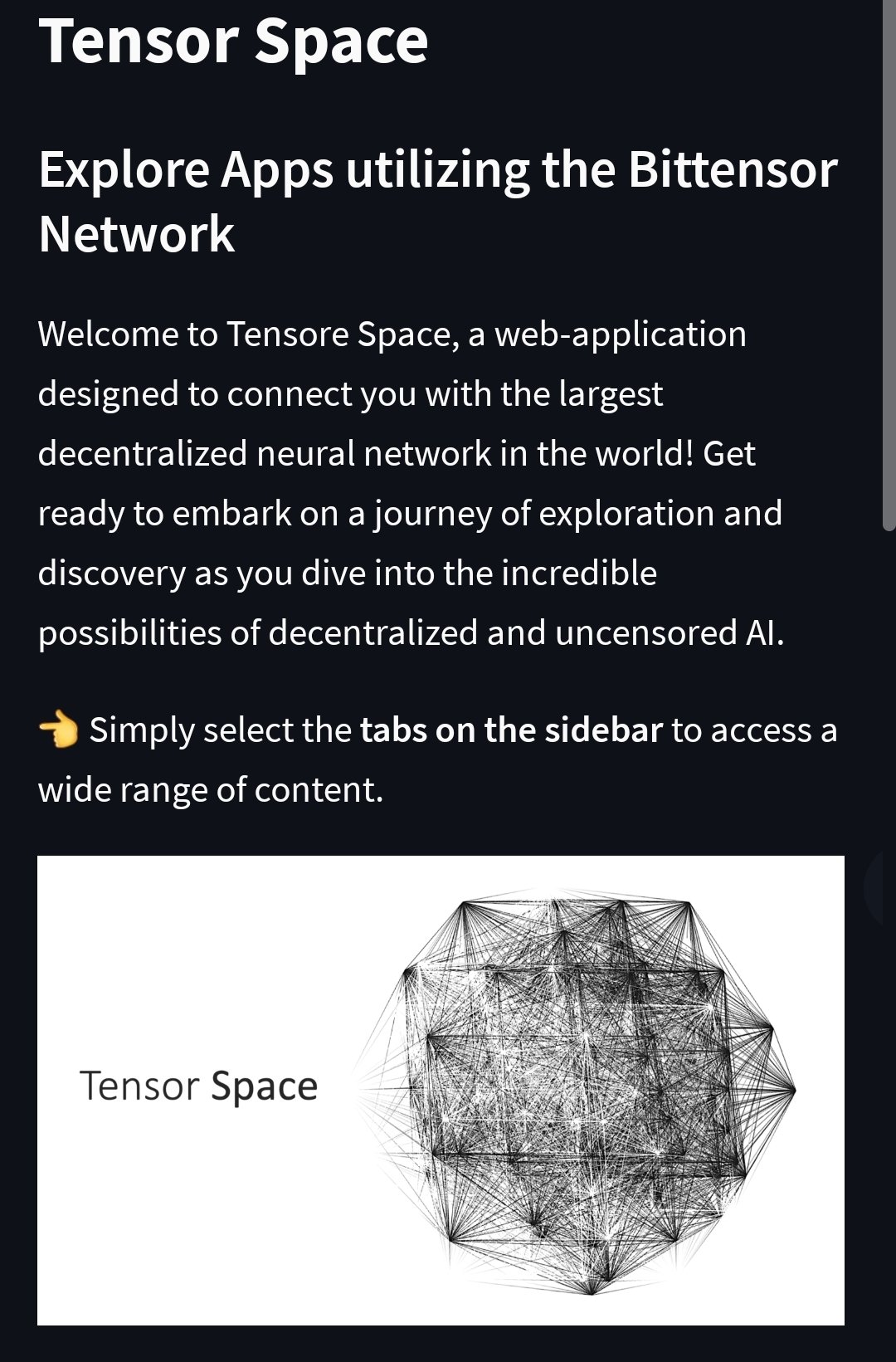 Alex (τ, τ) on Twitter: "Another new app built on Bittensor, Tensor space. Built by @mogmachine ...