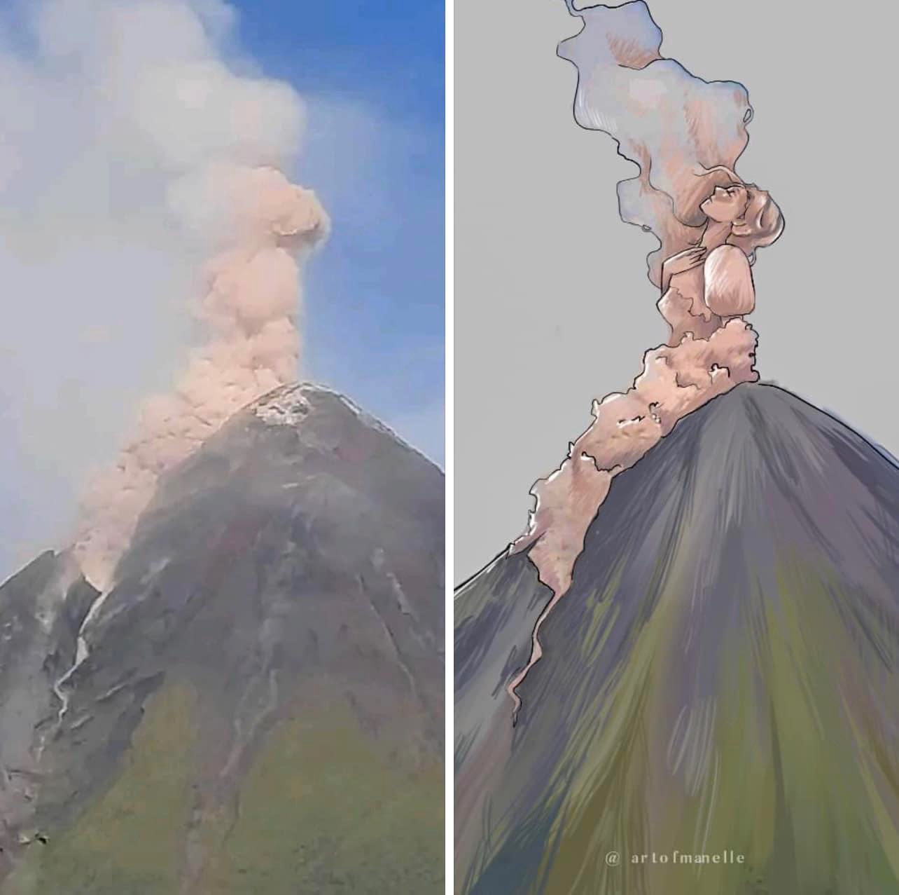 Mayon Volcano Drawing Philippines Perfect Coned Shape Mayon Volcano