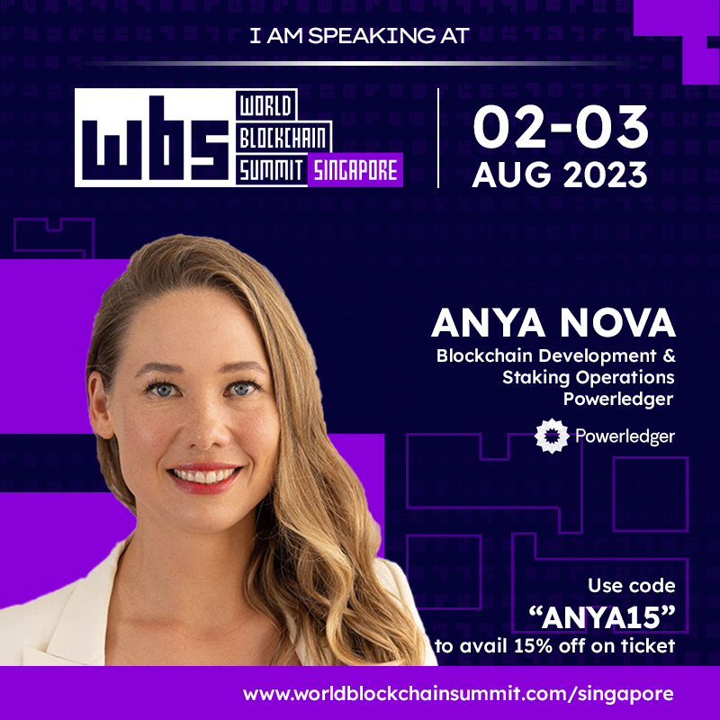 Powerledger on Twitter: "Anya Nova will be speaking at World Blockchain Summit - Singapore, the ...