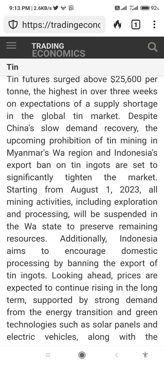 Chart Investor Saham IHSG, USA and Crypto on Twitter: "Indonesia Tin export ban works tin price ...