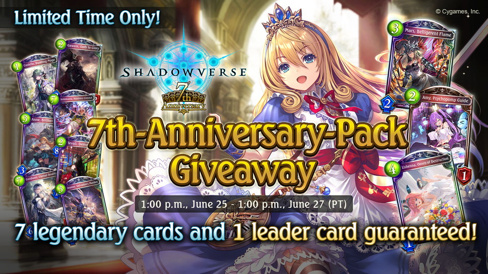 Shadowverse on Twitter: "The 7th-Anniversary-Pack Giveaway kicks off at 1:00 p.m., June 25 (PT ...