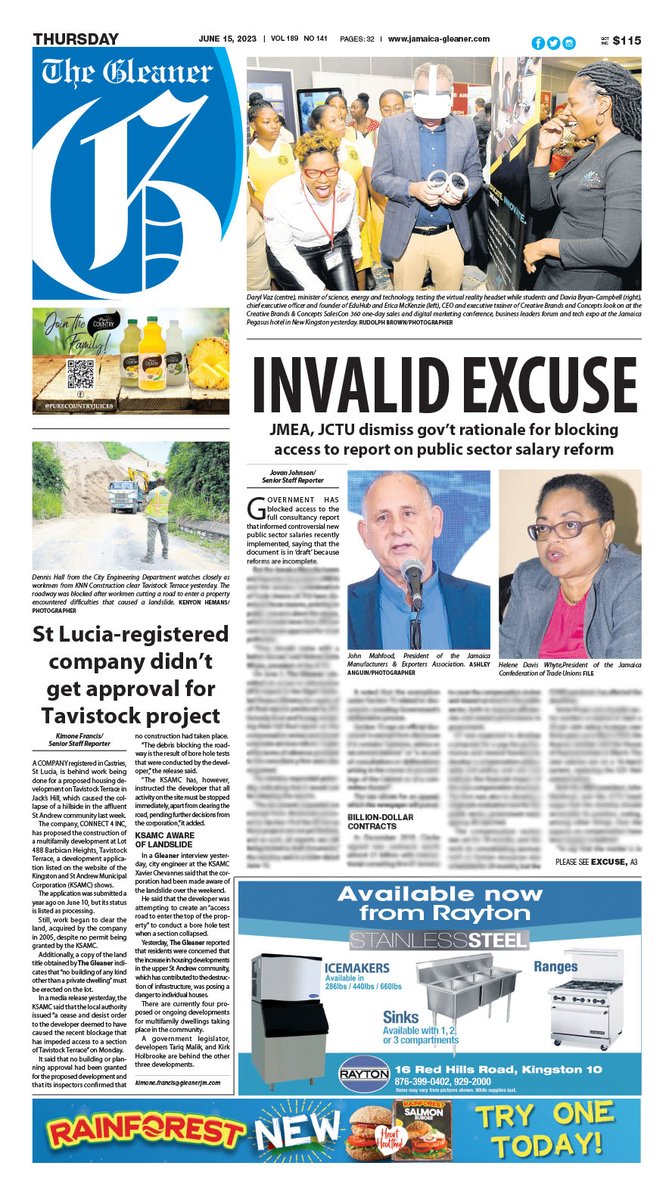 Jamaica Gleaner On Twitter Thursdays Front Page Of The Gleaner Pick