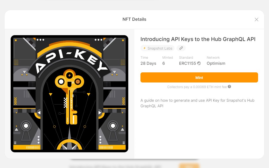 CryptoDuck 🔴 on Twitter: "From @SnapshotLabs Introducing API Keys to the Hub GraphQL API . Mint ...