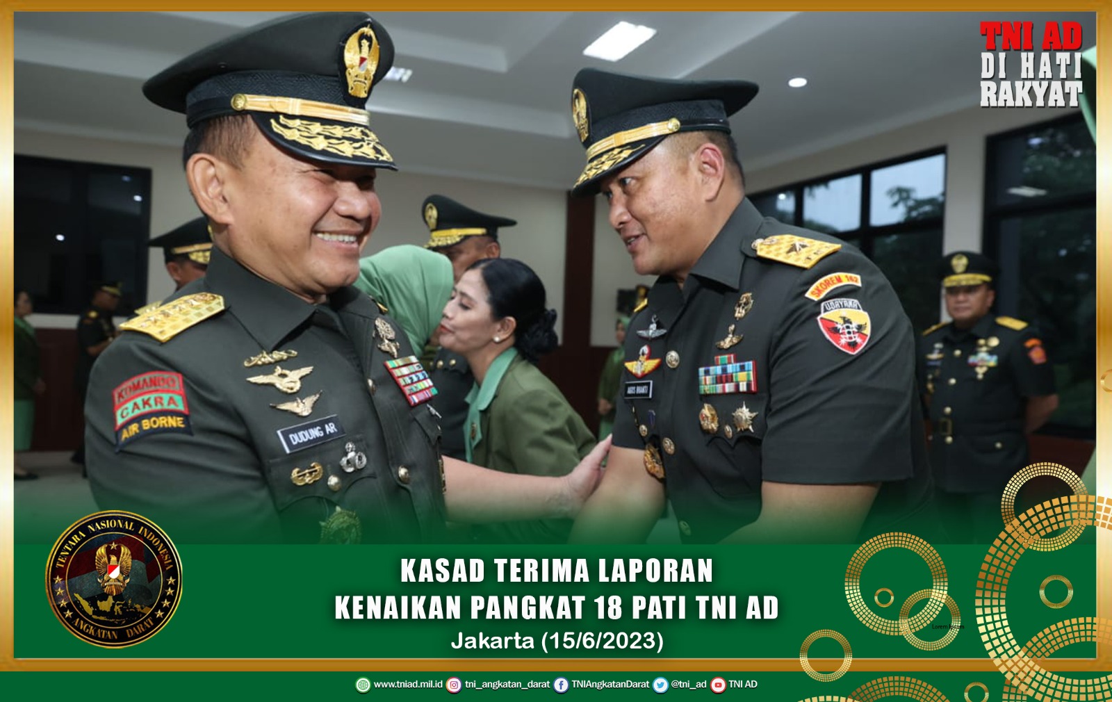 TNI AD on Twitter: "Kasad Terima Laporan Kenaikan Pangkat 18 Pati TNI ...